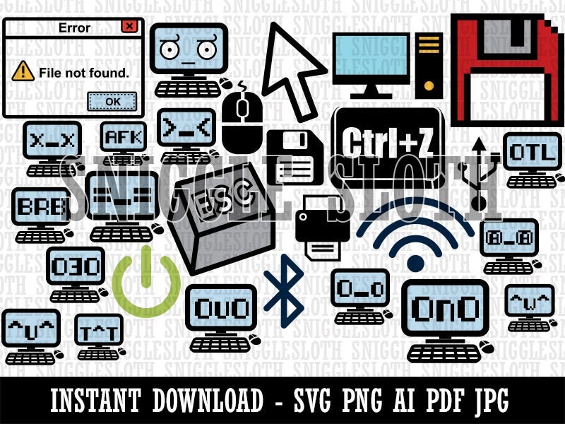 Computer Symbols Icons Clipart Set Instant Digital Download AI | Etsy