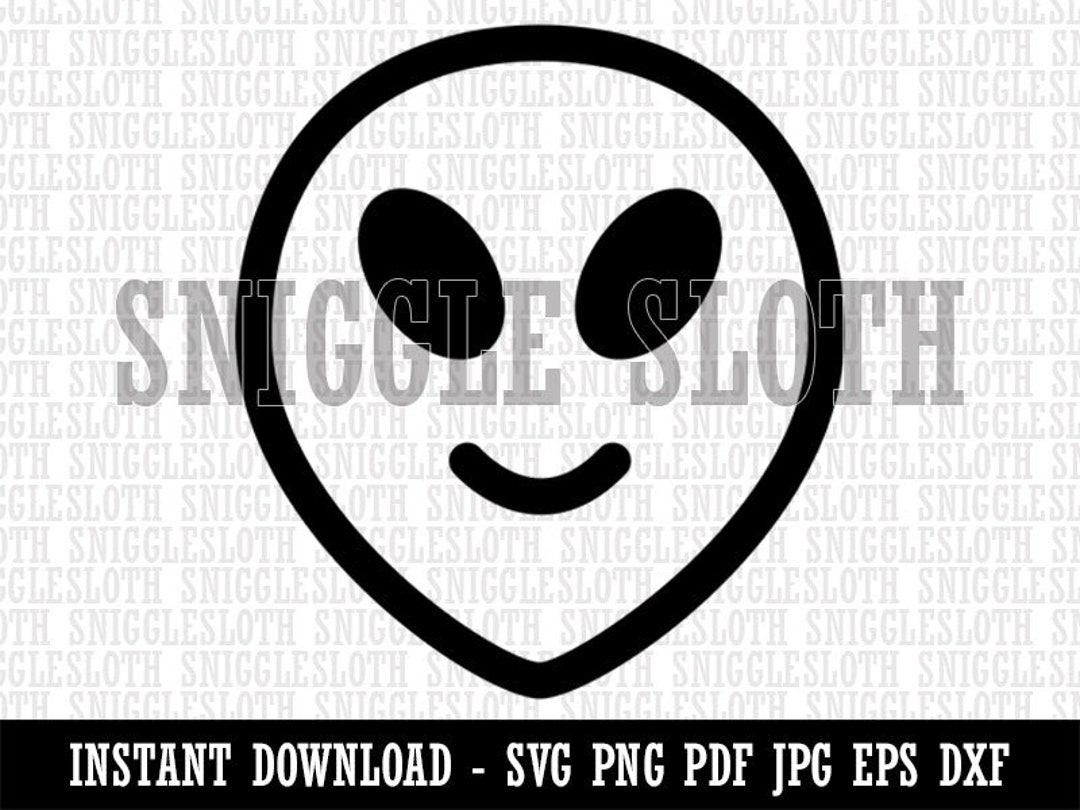 Smiling Happy Alien Emoticon Clipart Instant Digital Download - Etsy