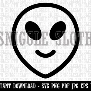 Smiling Happy Alien Emoticon Clipart Instant Digital Download - Etsy