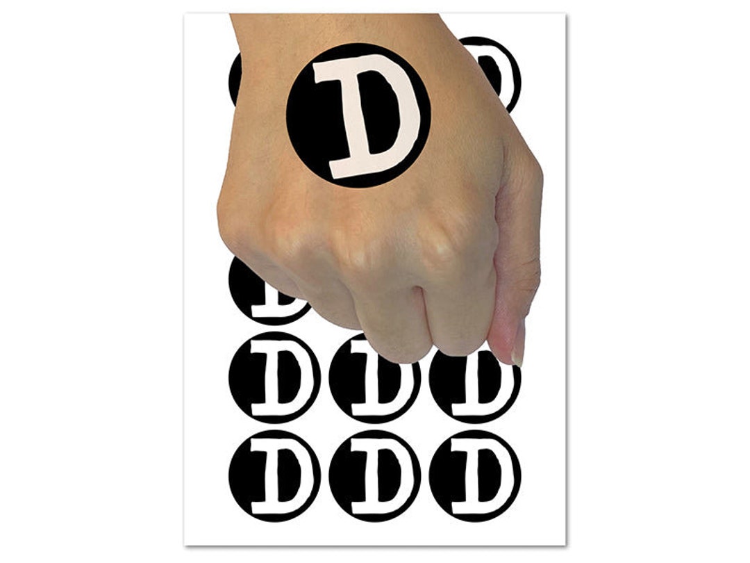 Letter D Uppercase Cute Typewriter Font Temporary Tattoo Water ...