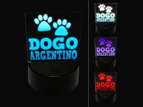 Dogo Argentino Dog Paw Prints Fun Text 3D Illusion LED Night - Etsy