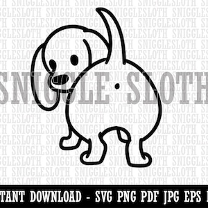 Dachshund From Behind Butt Wiener Dog Clipart Digital Download SVG EPS ...