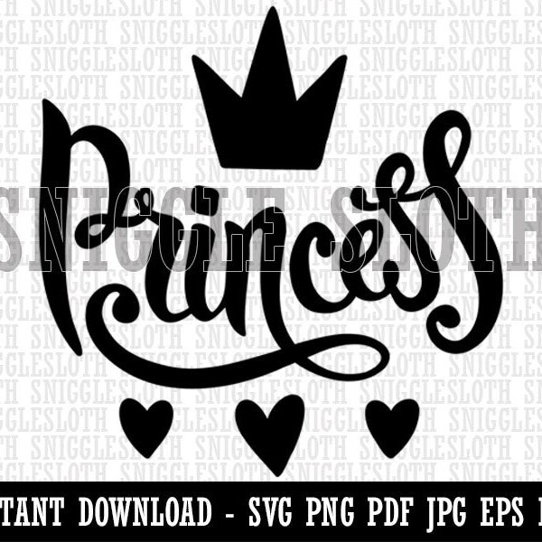 Princess Cursive With Crown Svg - Etsy