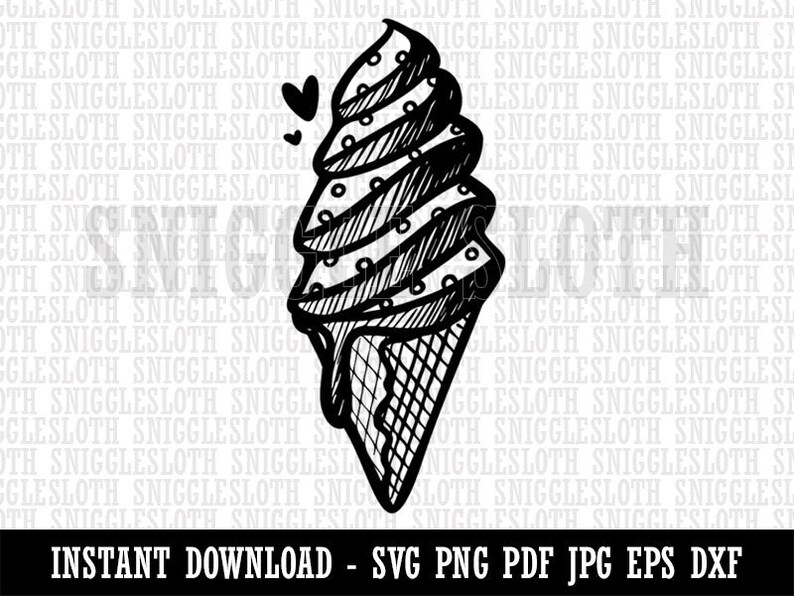 Soft Serve Ice Cream Cone Clipart Instant Digital Download SVG - Etsy