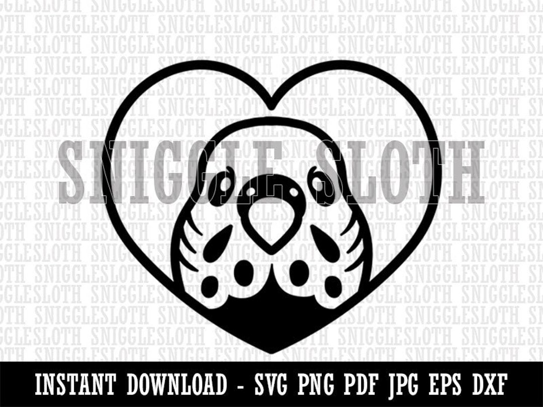 Parakeet Budgie Bird Inside of Heart Clipart Instant Digital Download ...