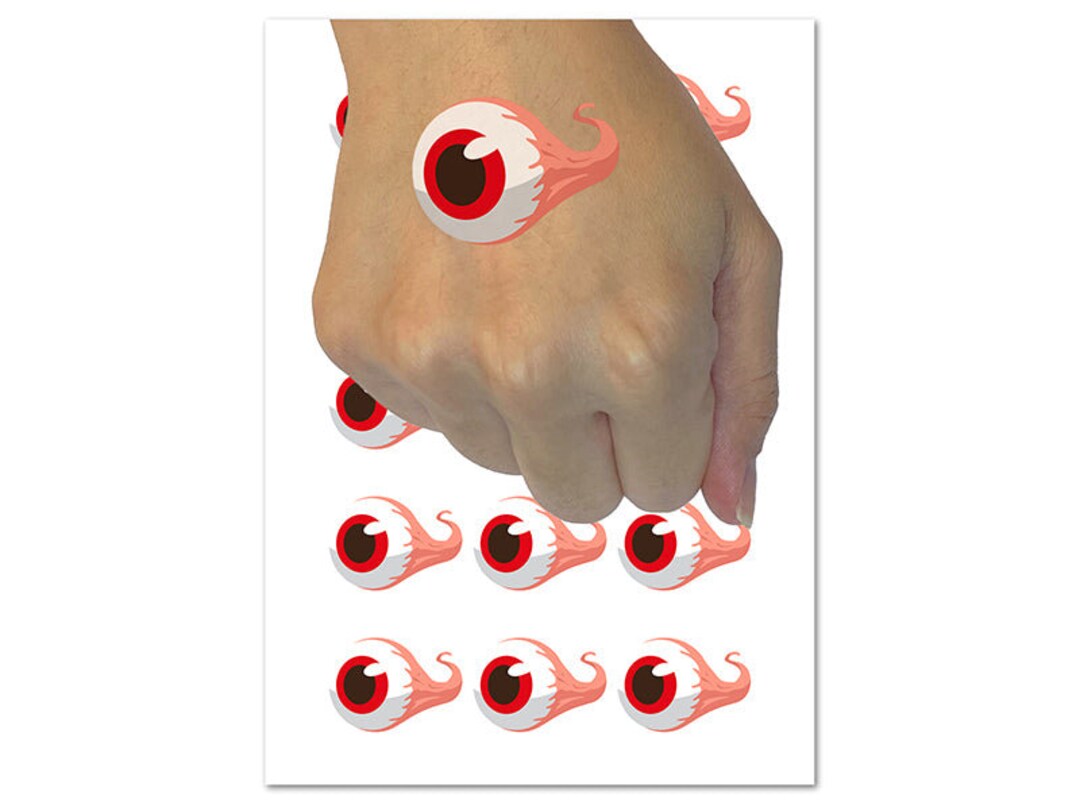 Creepy Eyeball Spooky Temporary Tattoo Water Resistant Fake Body Art ...