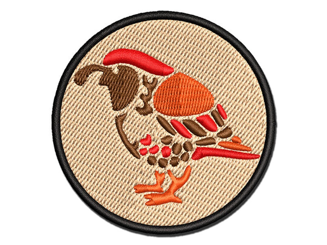 Southwestern Style Tribal Quail Bird Multi-color Embroidered Iron-on or ...