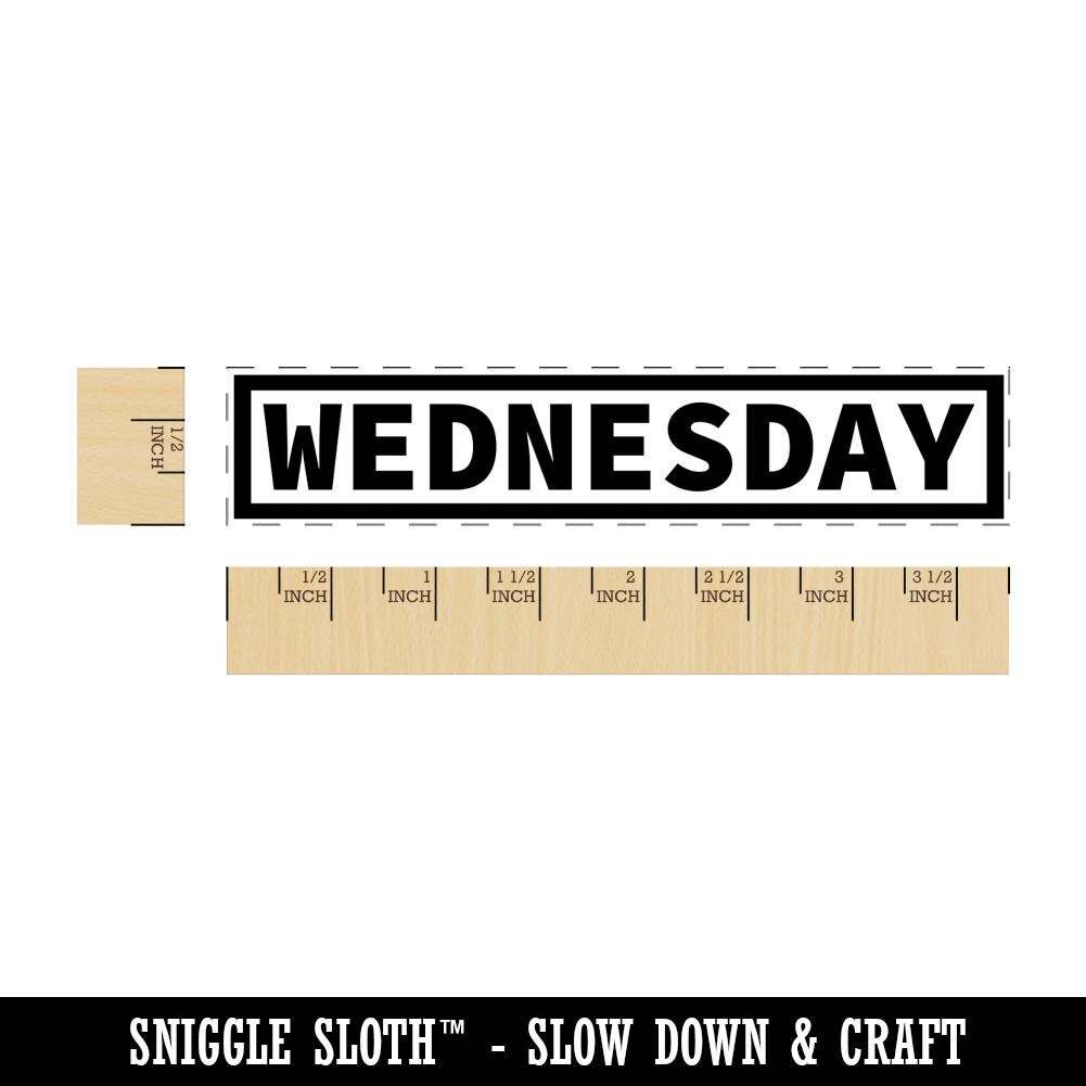 Day of Week Wednesday Bold Line Border Rectangle Rubber Stamp | Etsy