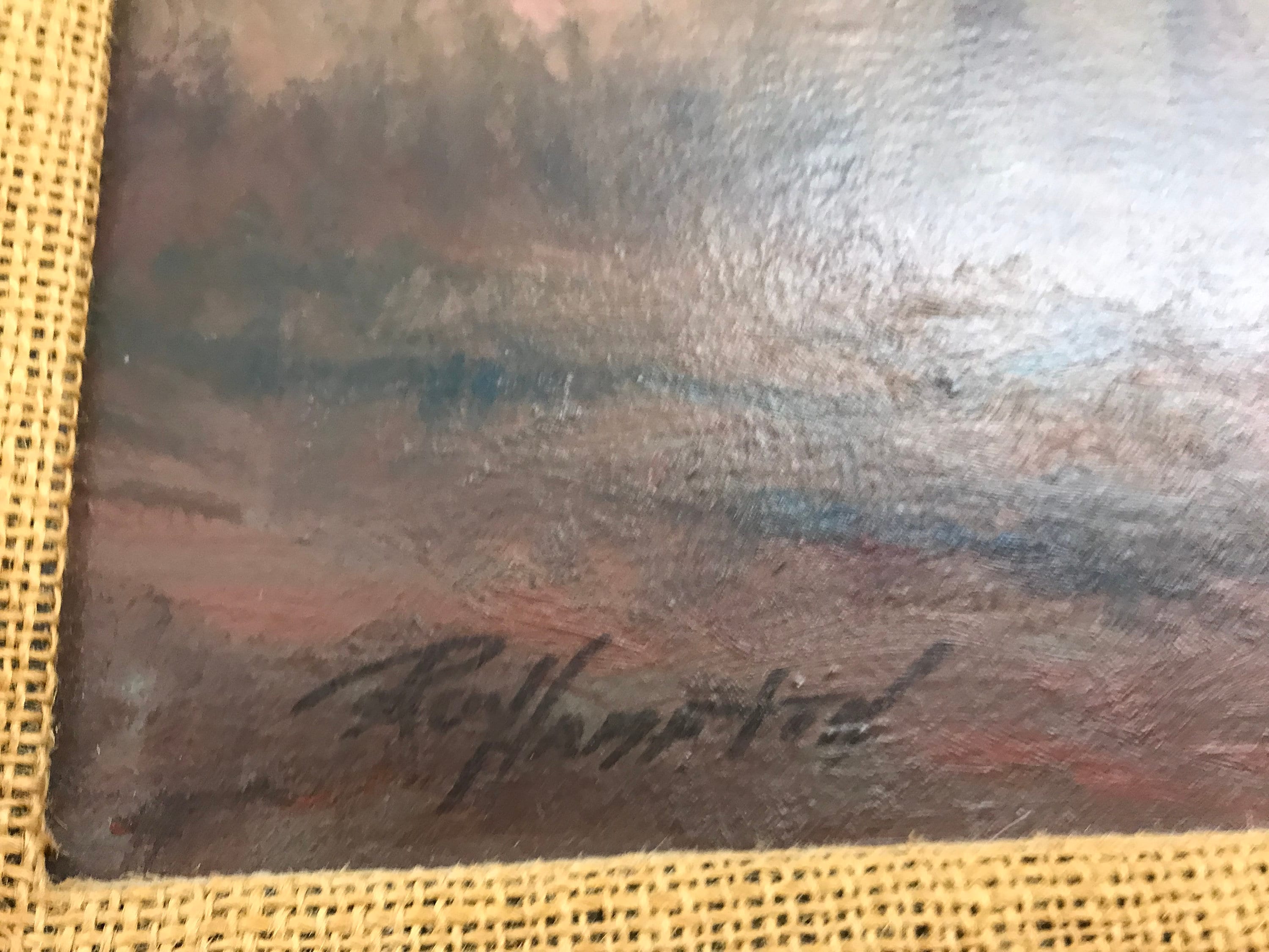 Original, Signed, Roy (george Leroy) Hampton Oil Painting of a Covered ...