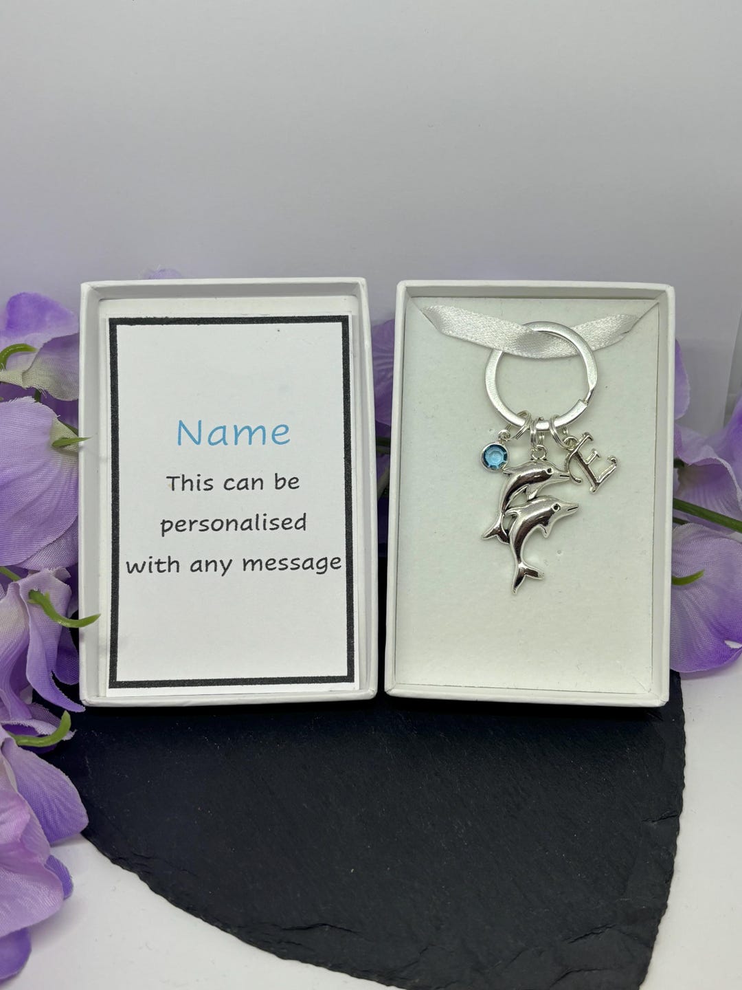 DOUBLE DOLPHIN KEYRING, Dolphin Keychain, Dolphin Gift, Personalized ...