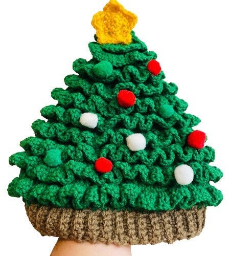 Christmas Tree Hat, Crochet Christmas Tree Hat, Crochet Christmas ...