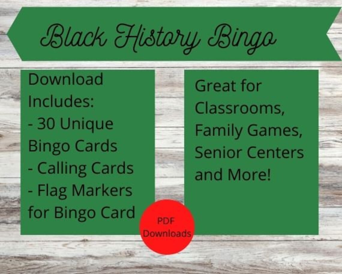 Black History Bingo African American Bingo Bingo Game for - Etsy
