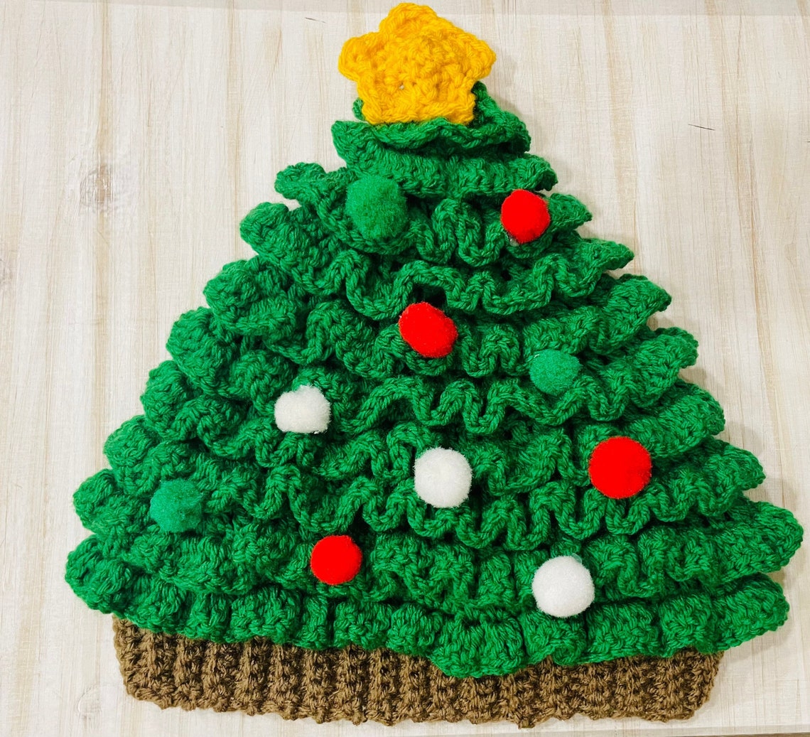 Christmas Tree Hat, Crochet Christmas Tree Hat, Crochet Christmas ...