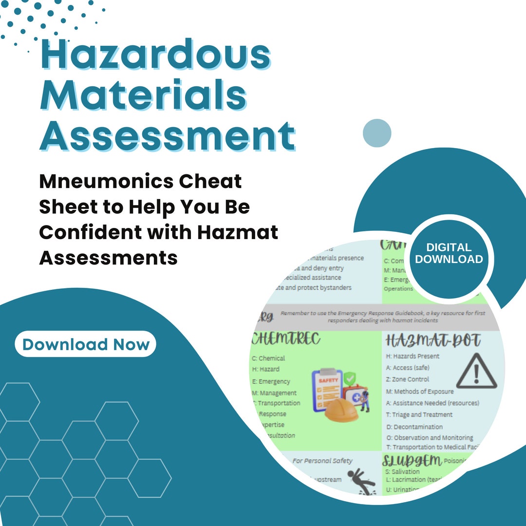 Hazmat Incidents Mnemonics Cheat Sheet Essential Guide for EMS ...