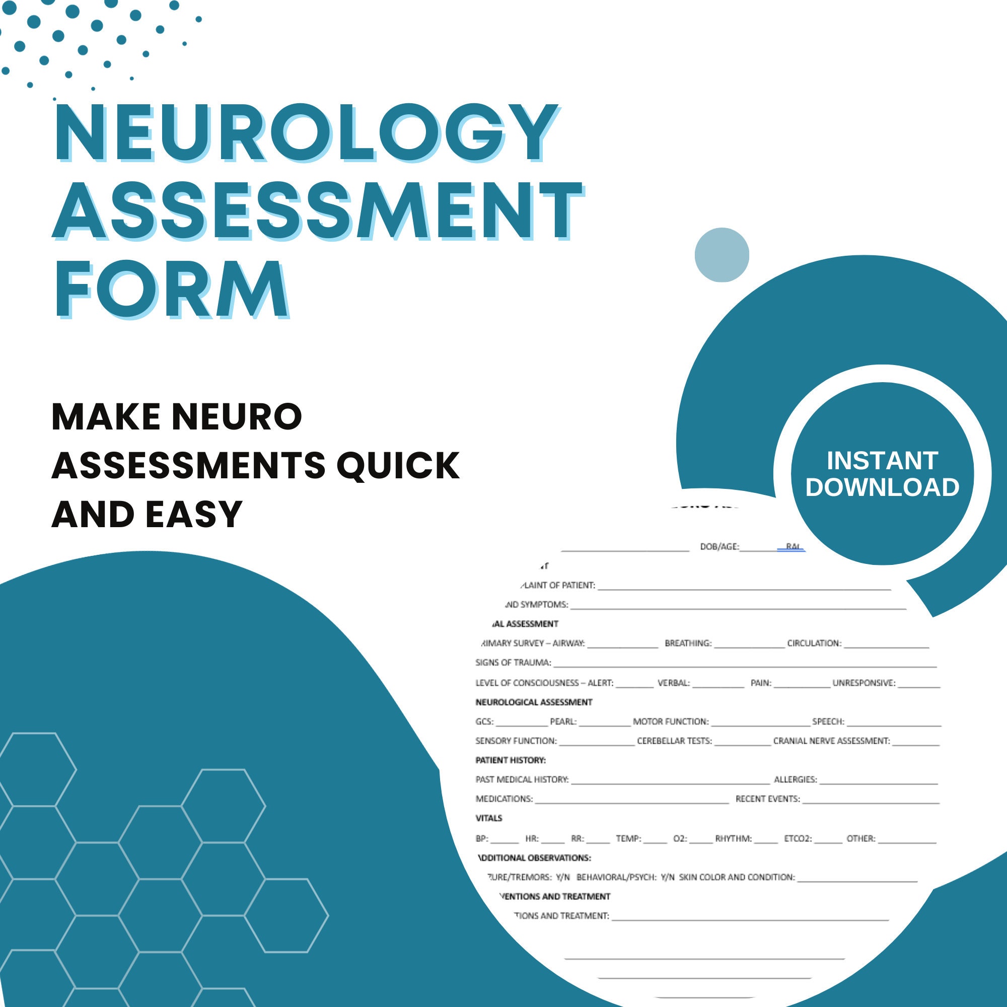 Neurology Assessment Form Editable Word Document for - Etsy