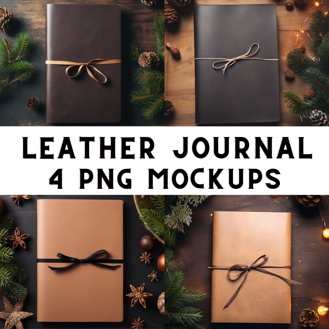 Christmas Theme Leather Journal Mock-up Bundle Leather Journals Leather ...
