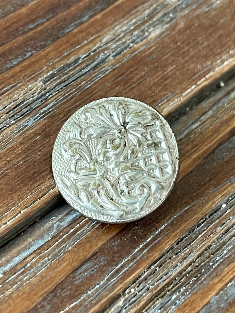 Victorian Brass Paris Back Button Brass Picture Button With Flowers and ...