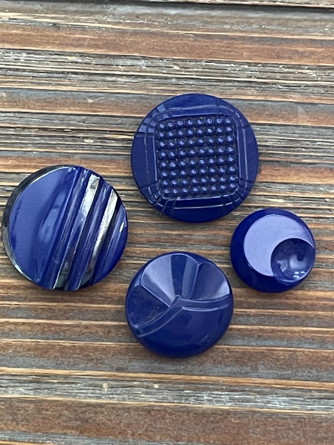 Antique Cobalt Blue Glass Buttons: Art Deco Luster, Set of 4 - Etsy