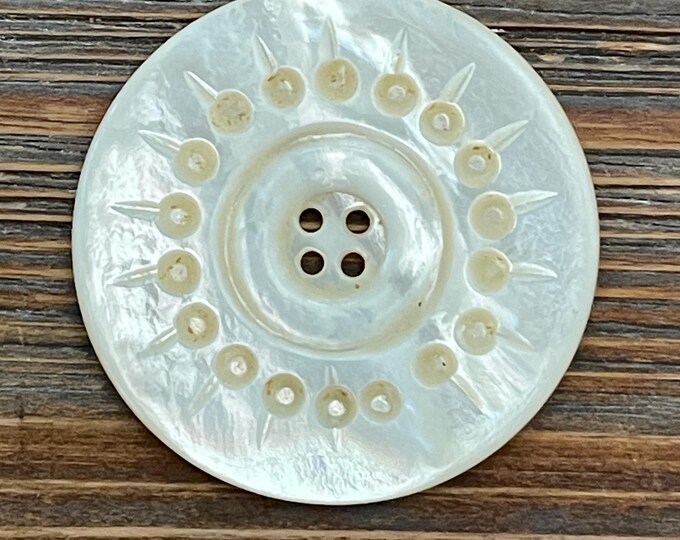 Antique Carved Mother of Pearl Button; Large Victorian Carved MOP ...