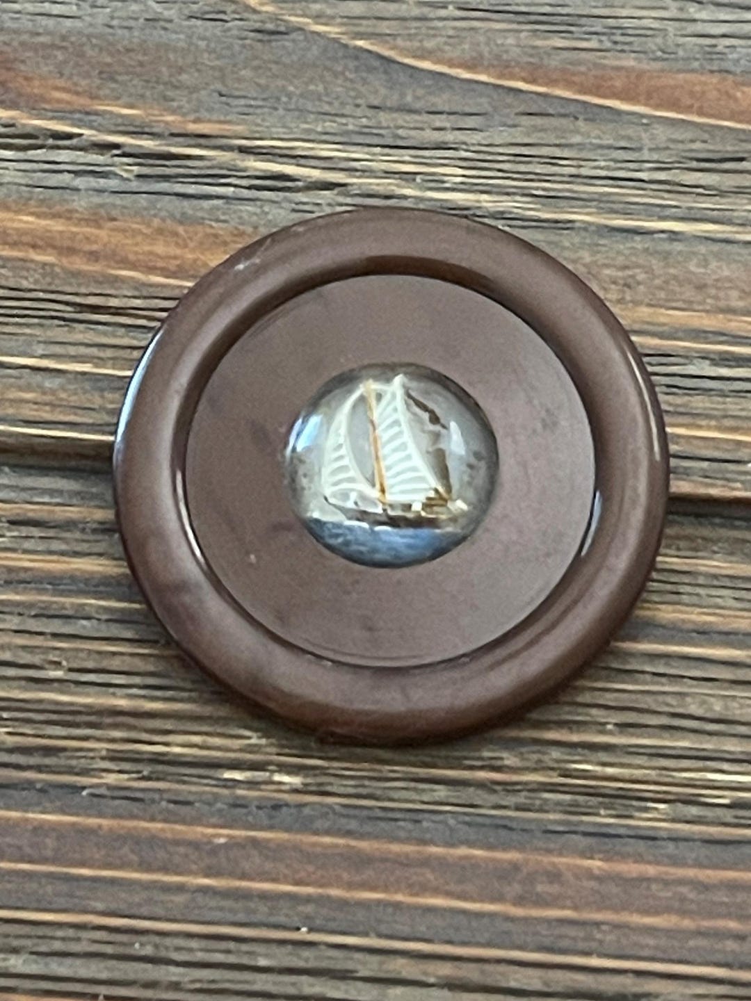 Vintage Sailboat Button Set: Antique Boat Design Under Lucite - Etsy