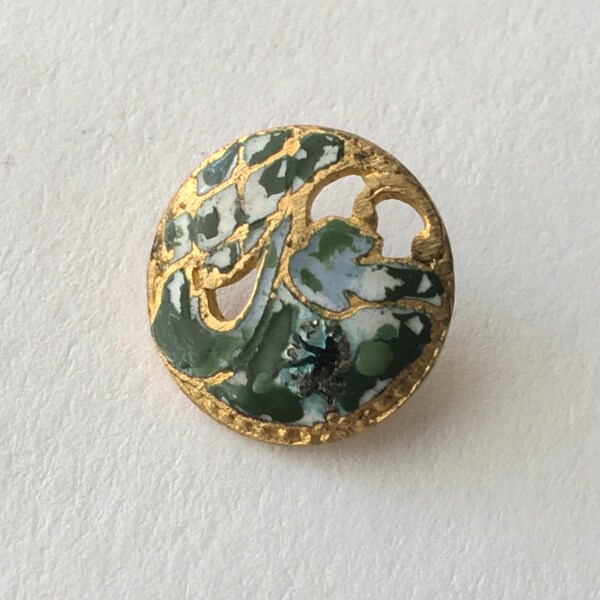 Antique Enamel Button - Etsy