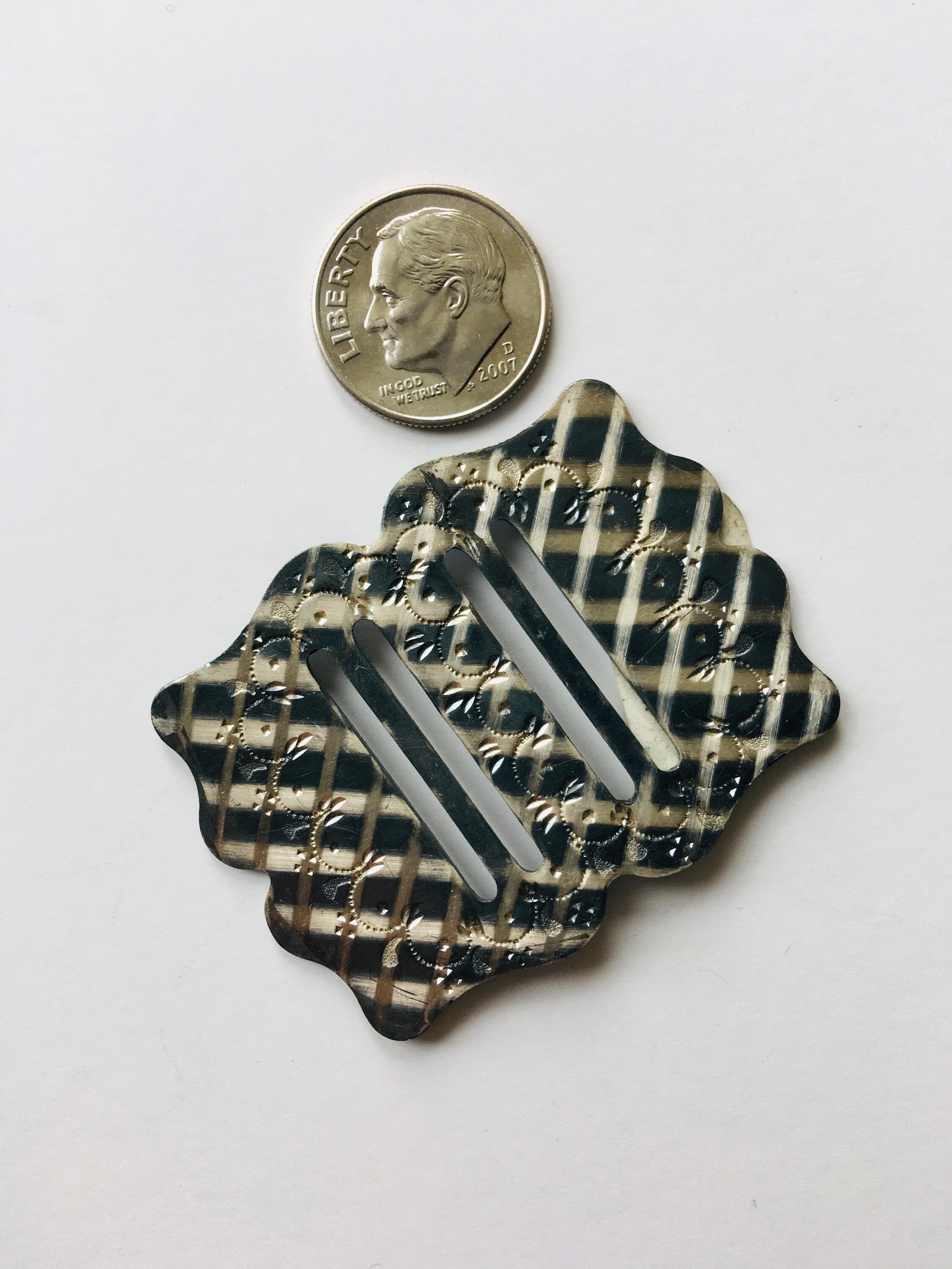 Ladies Antique Metal Dress Buckle Slide, Unique Checkered Design With ...