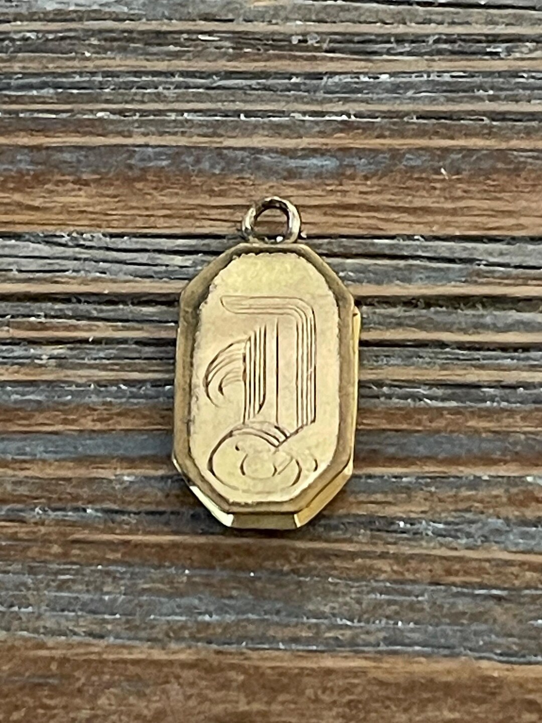 Antique Gold Tone Photo Locket; Initial Letter D Gold Charm; Small ...