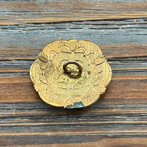 Green Antique Flower Button; Stamped and Hand Painted Brass Gilt Button ...