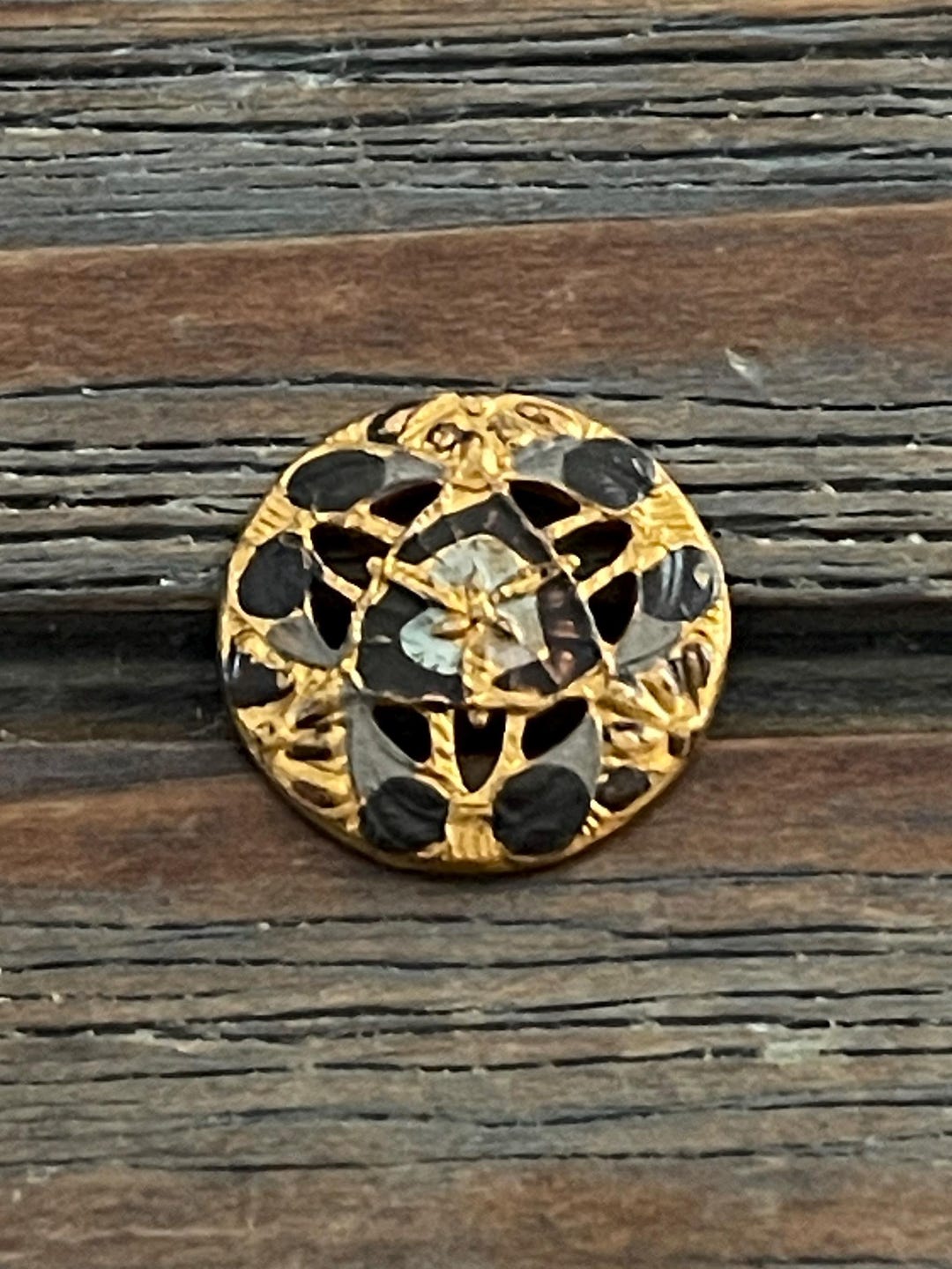 Antique Openwork Painted Brass Flower Button; Art Nouveau Style Hand ...
