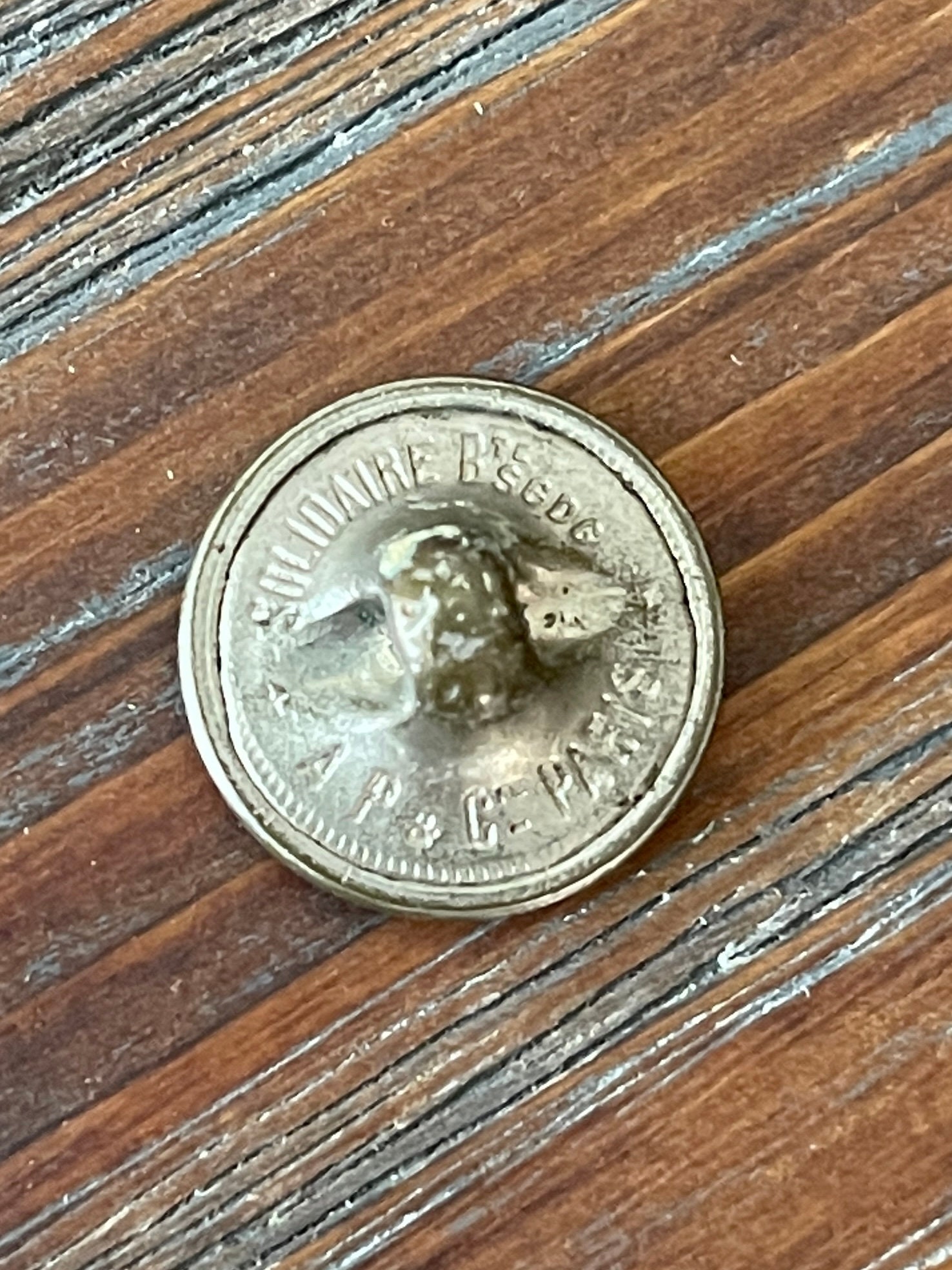 Victorian Brass Paris Back Button Brass Picture Button With Flowers and ...