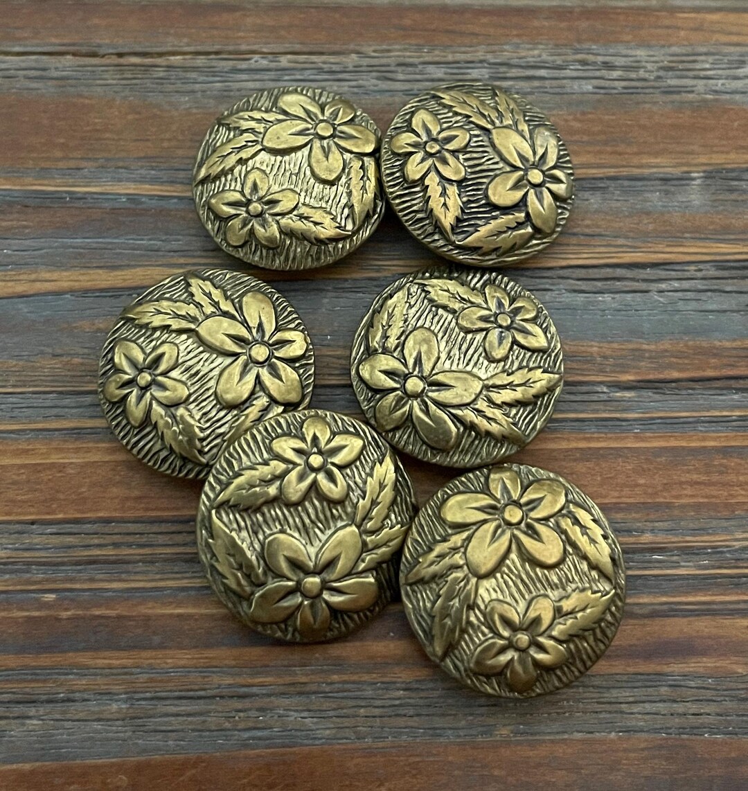 Set of 6 Vintage Brass Flower Buttons; Matching Set of Six Vintage ...