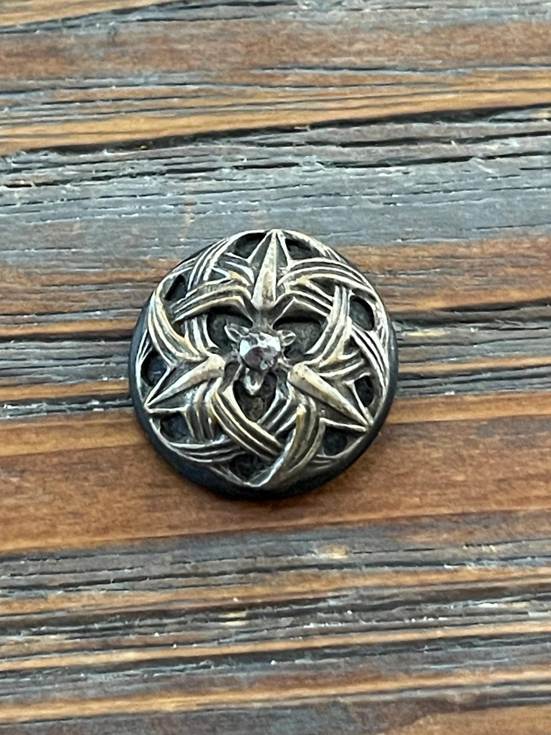 Victorian Cut Steel and Brass Flower Button; Antique Lacy Openwork ...