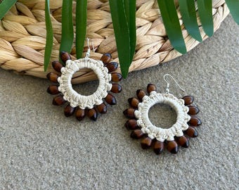 Marshallese Earrings - Rose Turrid Shell Rounds - Handmade Micronesian ...