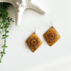 Micronesian Earrings - Coconut Shell Hibiscus Pendants - Marshallese ...