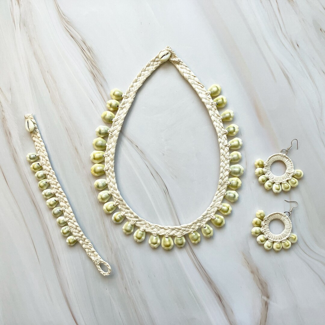 Necklace, Bracelet & Earrings Set - Marshallese Jewelry - Micronesian ...