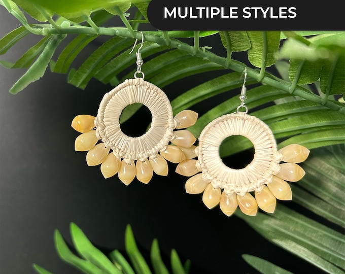 Marshallese Earrings - Golden Alu Rounds - Handmade Micronesian Jewelry ...