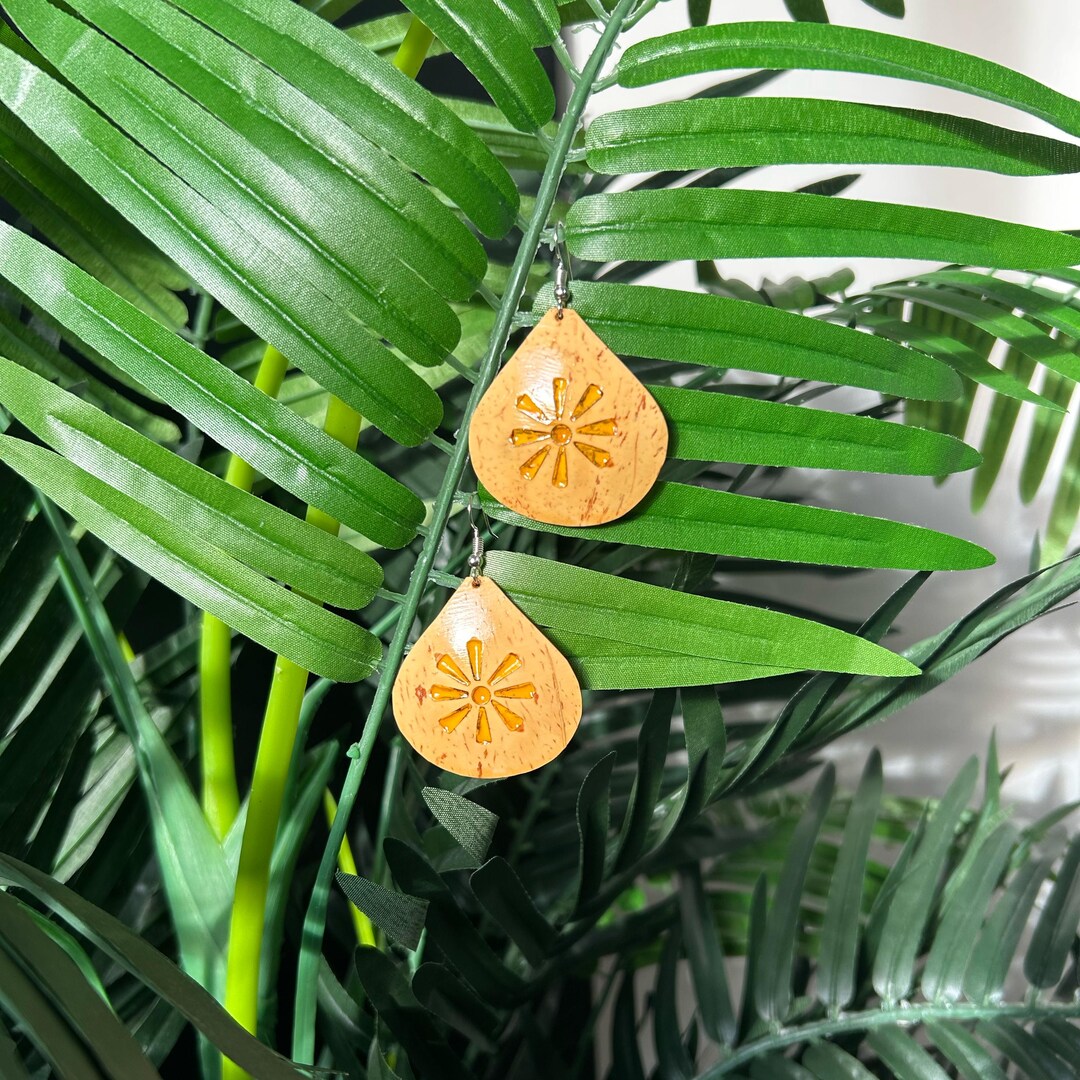 Micronesian Earrings - Coconut Shell Teardrops - Marshallese Jewelry - Etsy