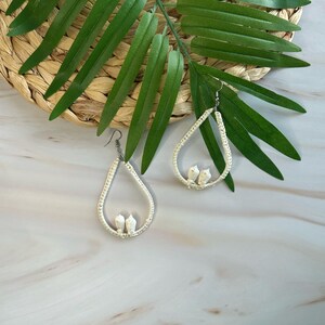Marshallese Earrings - White Alu Shell Teardrops - Handmade Micronesian ...