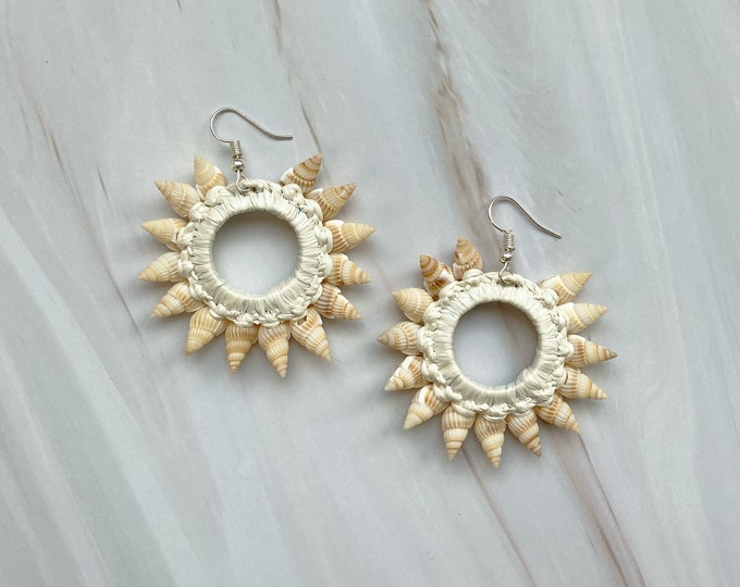 Marshallese Earrings - Rose Turrid Shell Rounds - Handmade Micronesian ...