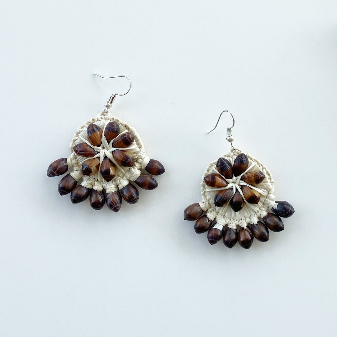 Marshallese Earrings Alu Shell Flower Rounds Handmade Micronesian ...