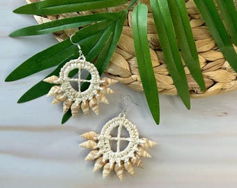 Marshallese Earrings - Rose Turrid Shell Rounds - Handmade Micronesian ...
