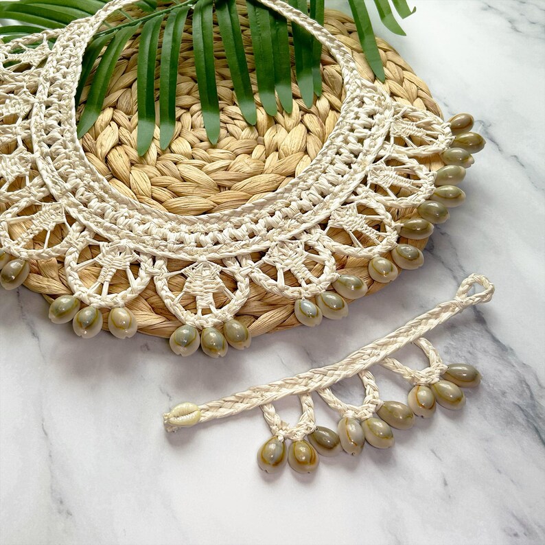 Exotic Gray Cowrie Shell Jewelry Set, Micronesian Necklace, Bracelet ...