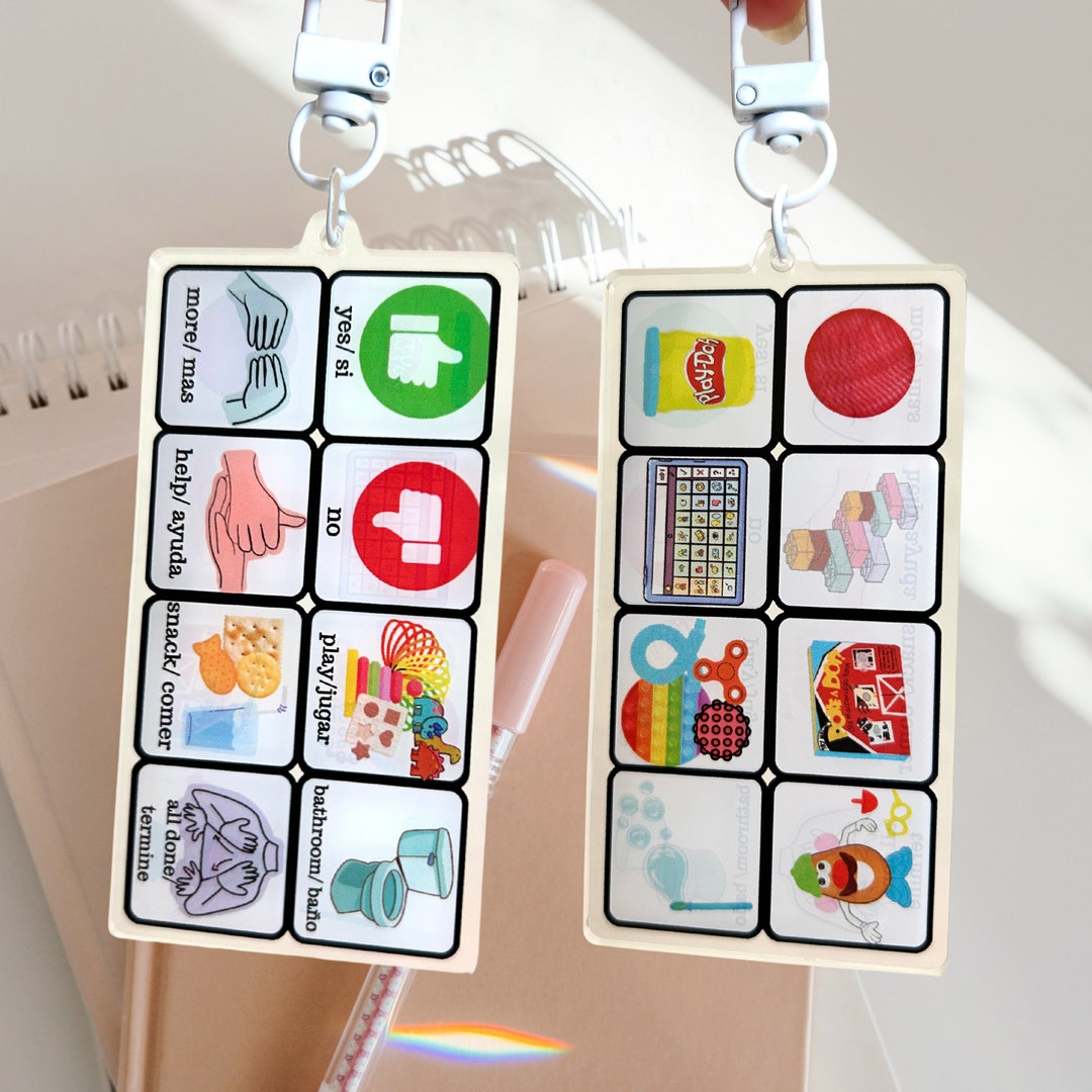 Teacher AAC Keychain,english and Spanish, SLP Keychain, Teachers and ...