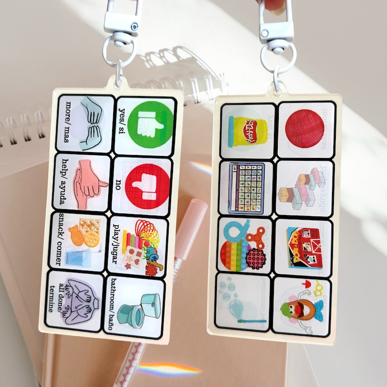 Teacher AAC Keychain,english and Spanish, SLP Keychain, Teachers and ...
