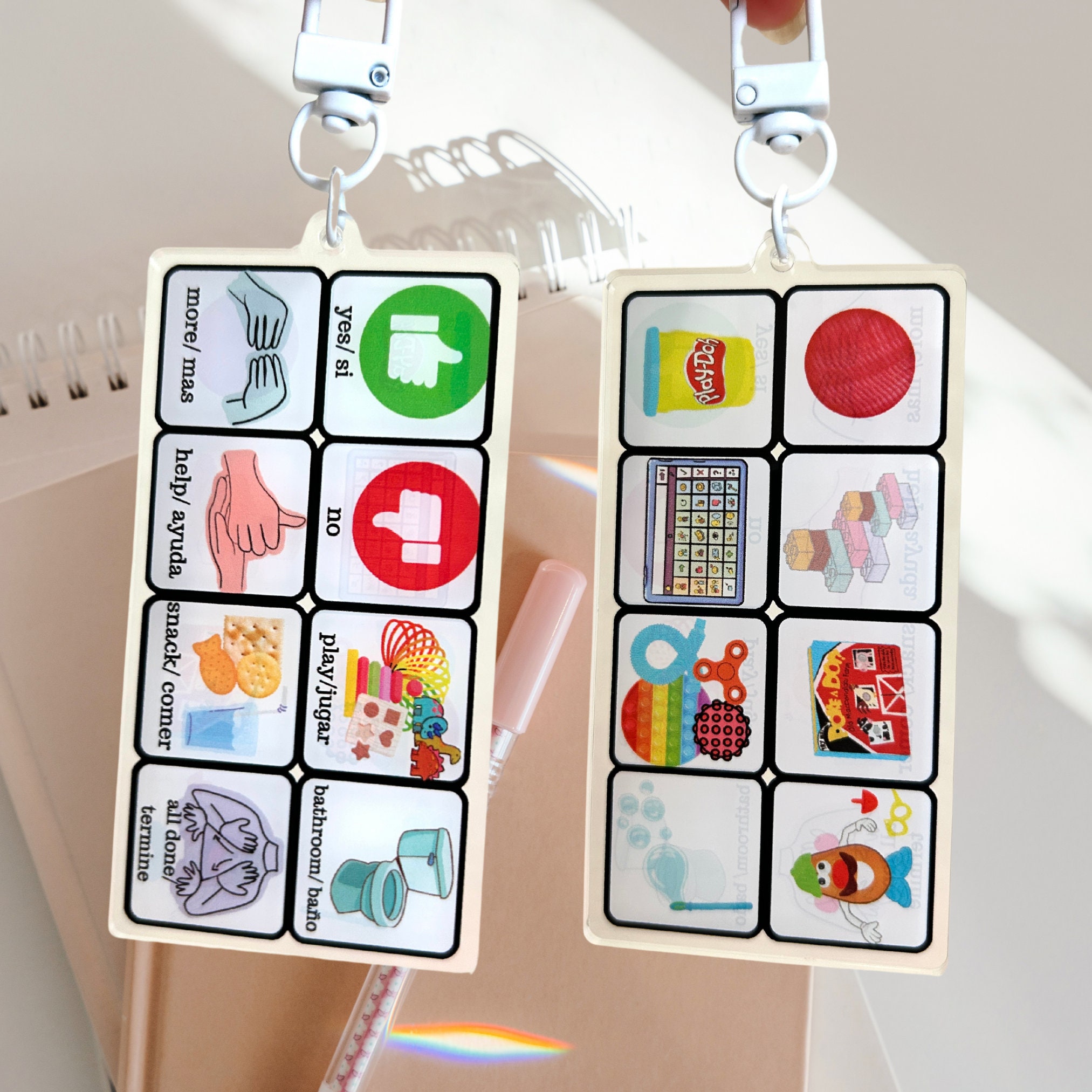 Teacher AAC Keychain,english and Spanish, SLP Keychain, Teachers and ...