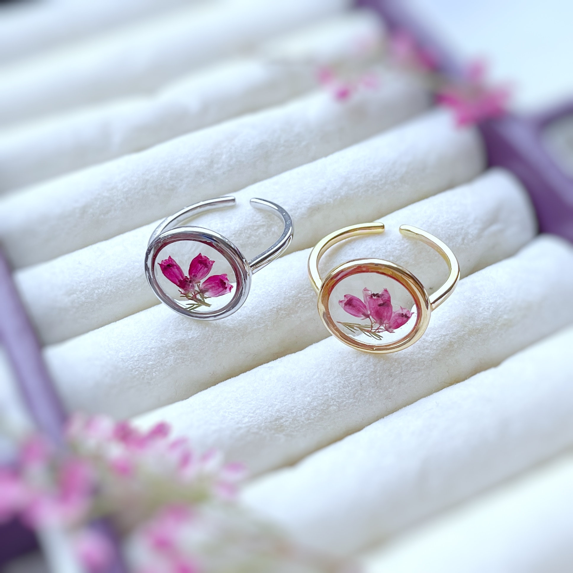 Real Flower Ring Heather Flower Resin Ring Botanical - Etsy UK