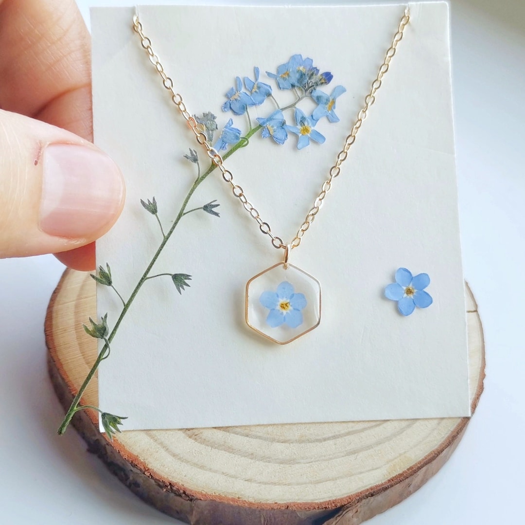 Forget Me Not Necklace, Unique Birthday Gift, Dainty Forget Me Not ...