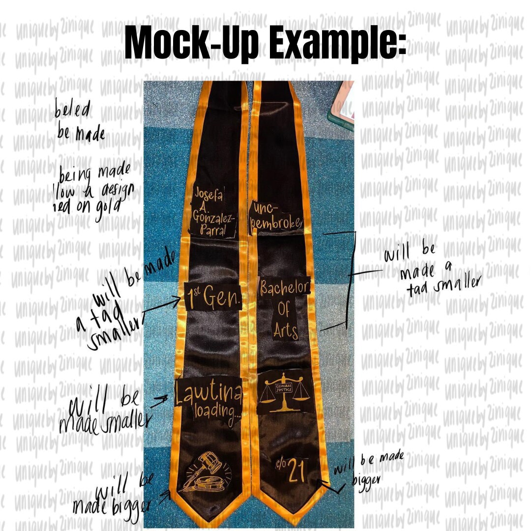 72 Custom Graduation Stole With Trim, Vinyl Graduation Stole ...