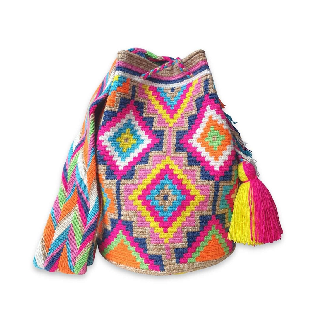 Traditional BRIGHT WAYUU Bag, Original Crochet Crossbody, Handmade ...