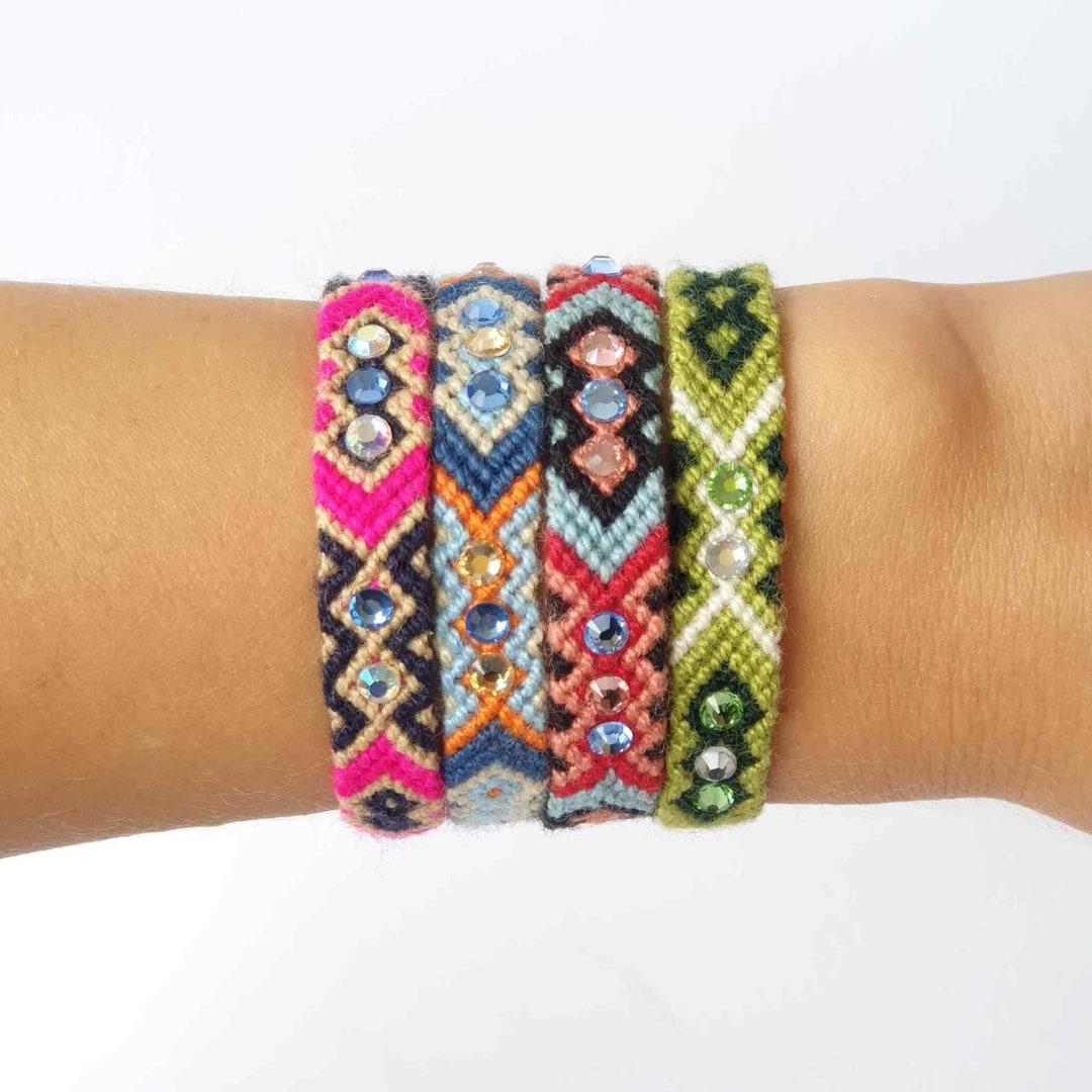 Rhinestone Friendship Bracelet, Slim Bracelet, Friendship Bracelet ...